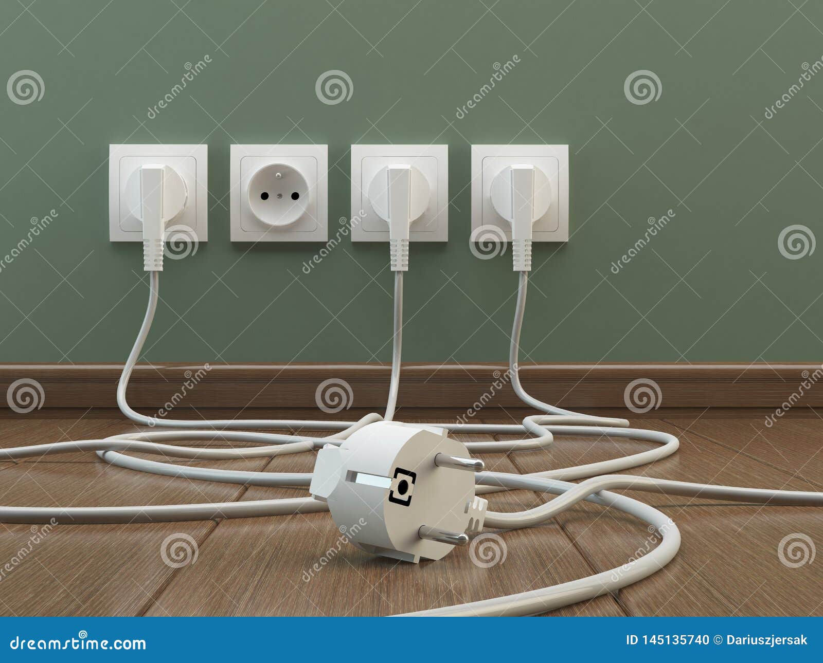 Power Plugs, 3D Illustration Stock Illustration - Illustration of ...