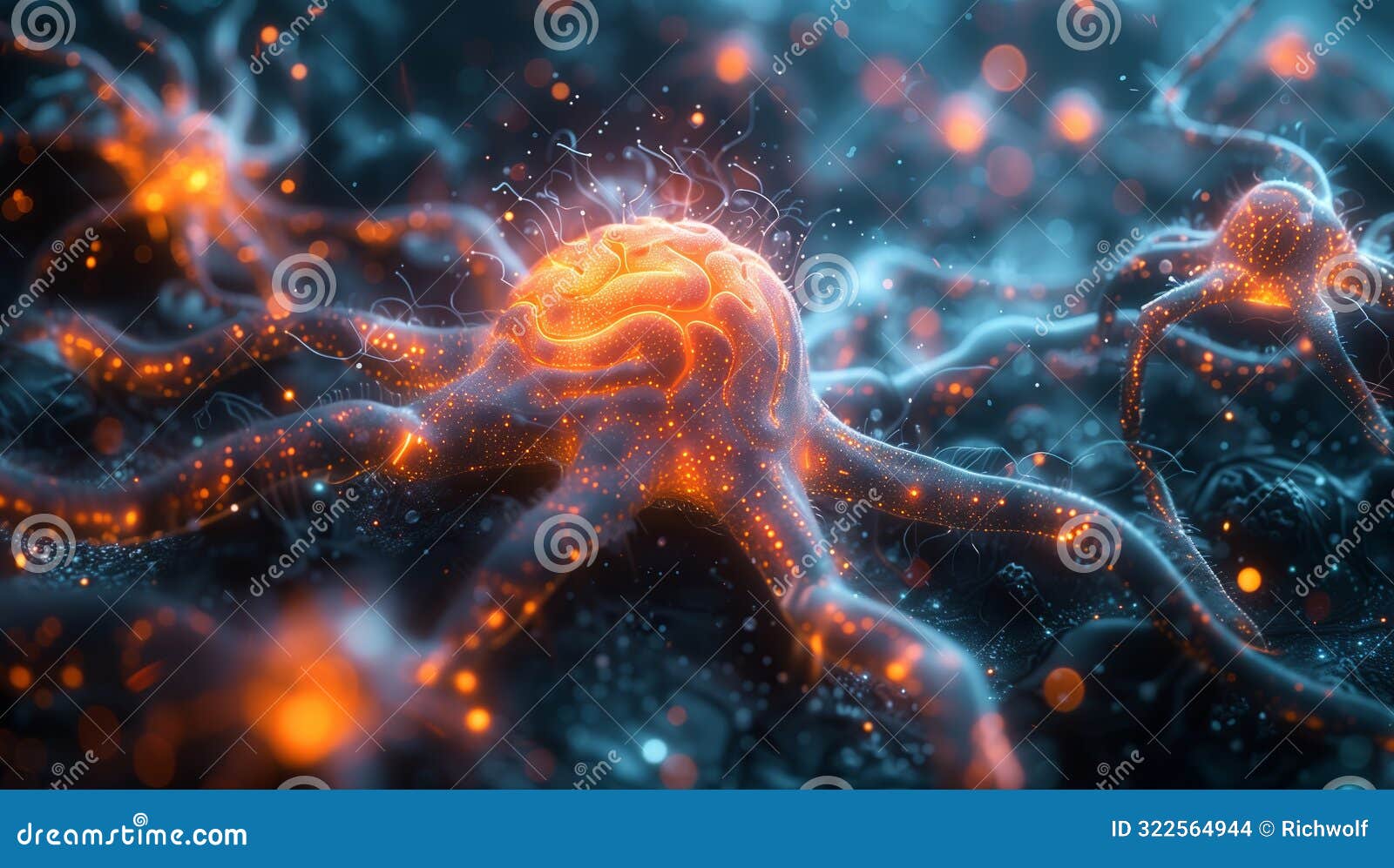 A Computer Generated Image Depicting a Brain Cell Stock Photo - Image ...