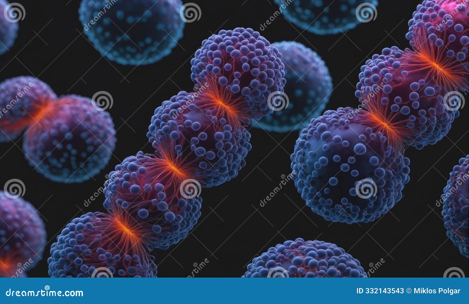 Blue Cells Dividing Form Three Bigger Ones Stock Image | CartoonDealer ...