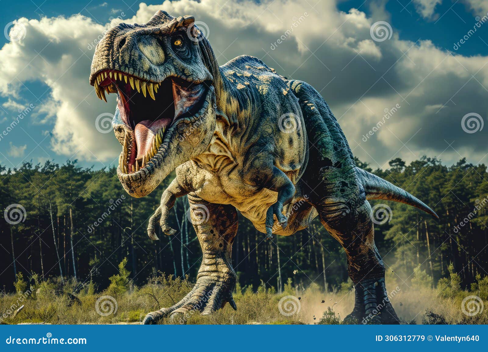 Computer Generated Image of Dinosaur with Open Mouth and Large Fangs ...