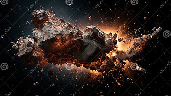 A Computer Generated Image of an Exploding Rock Stock Illustration ...
