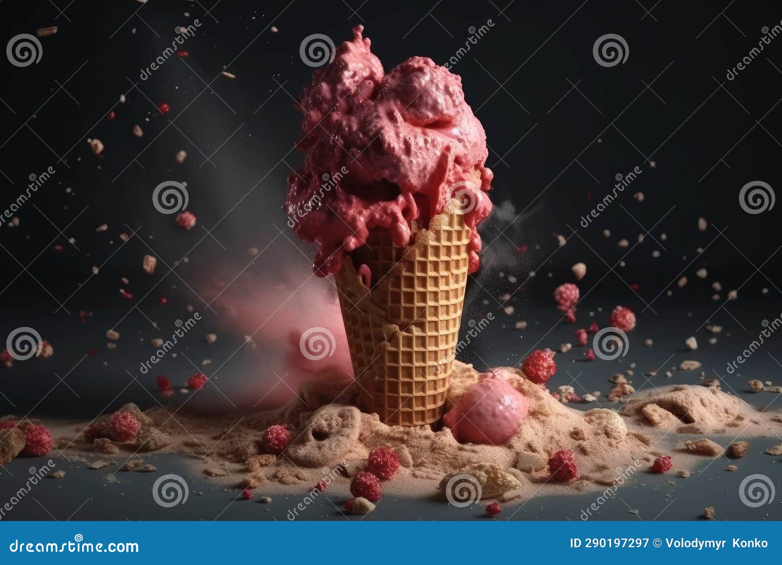 Computer-generated Image of Exploding Splash of Ice Cream Cone ...