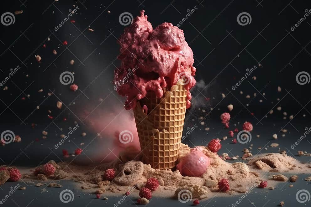 Computer-generated Image of Exploding Splash of Ice Cream Cone ...