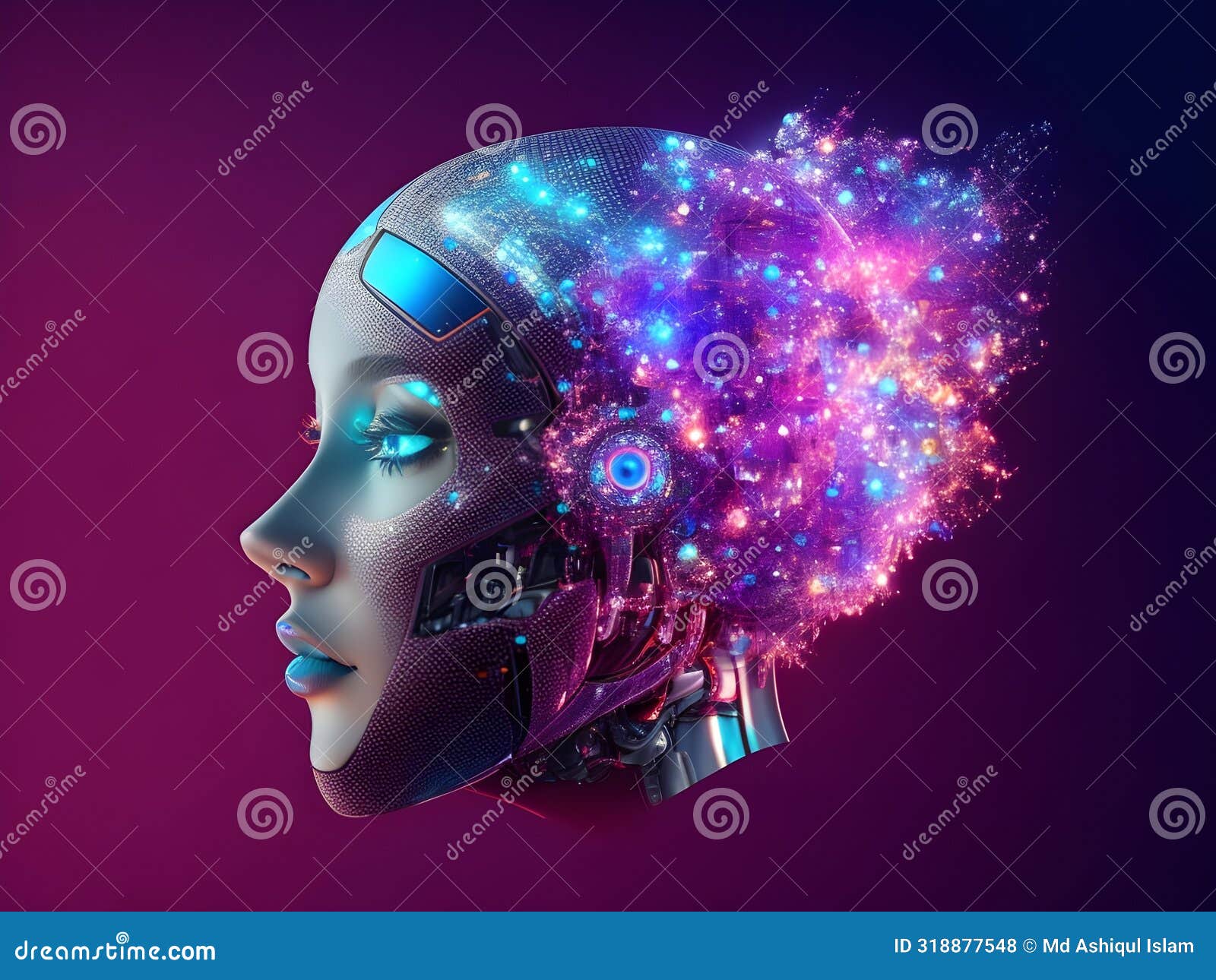 A Computer Generated Image of a Female Head with a Computer Generated ...