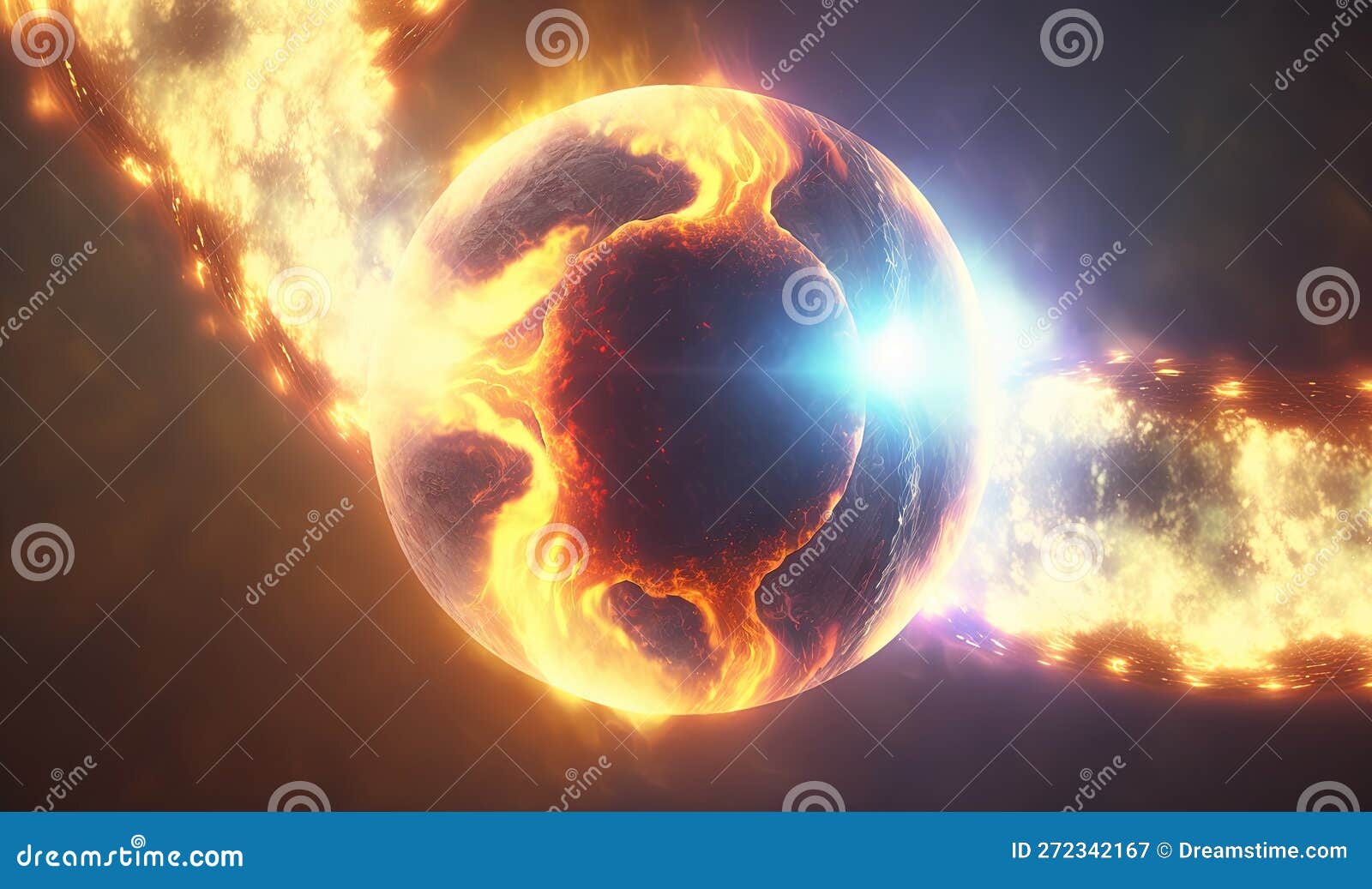 A Computer Generated Image of a Fireball and a Black Hole Stock ...