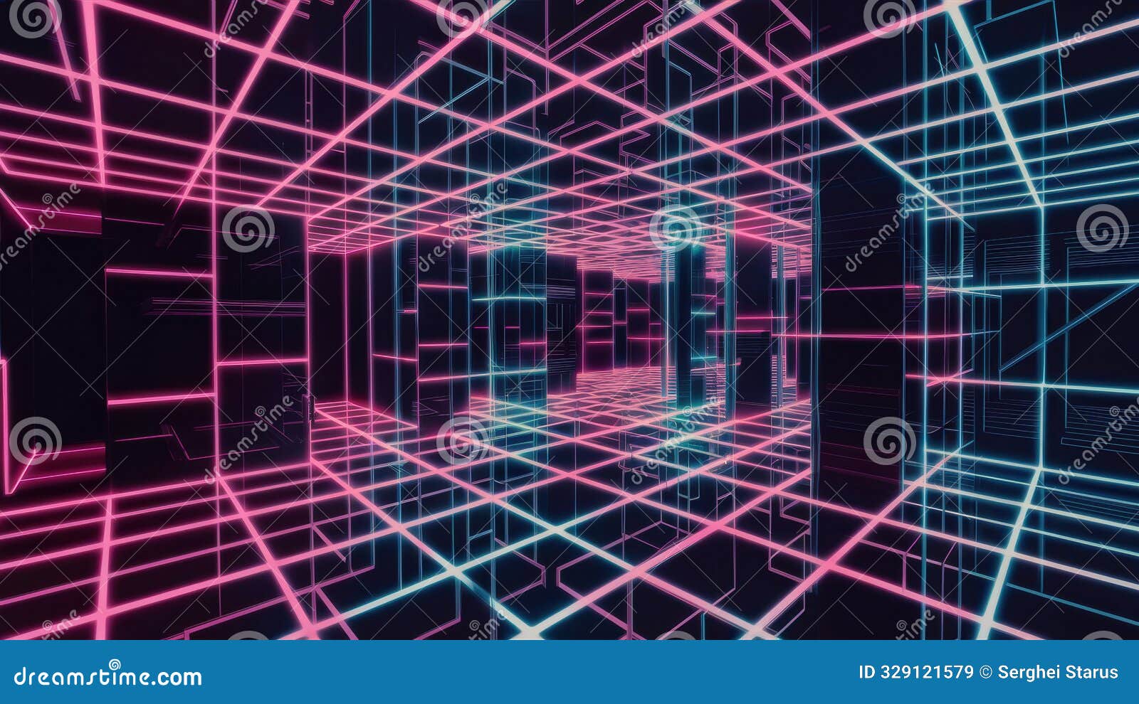 A Computer Generated Image of a Futuristic Room with Neon Lights, AI ...