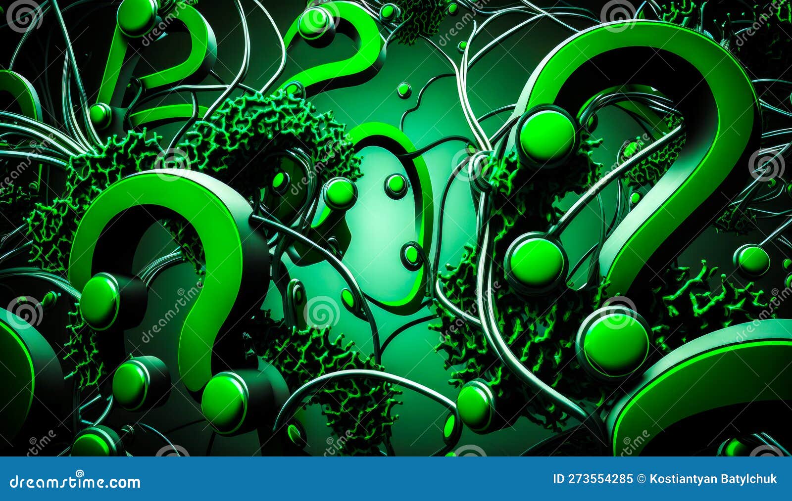 Computer Generated Image of Green Question Mark. Generative AI Stock ...