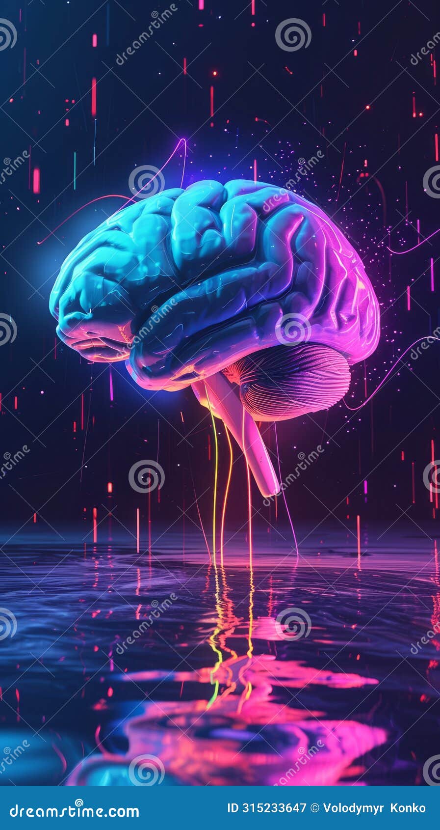 Computer Generated Image of a Human Brain, Detailed Visualization of ...