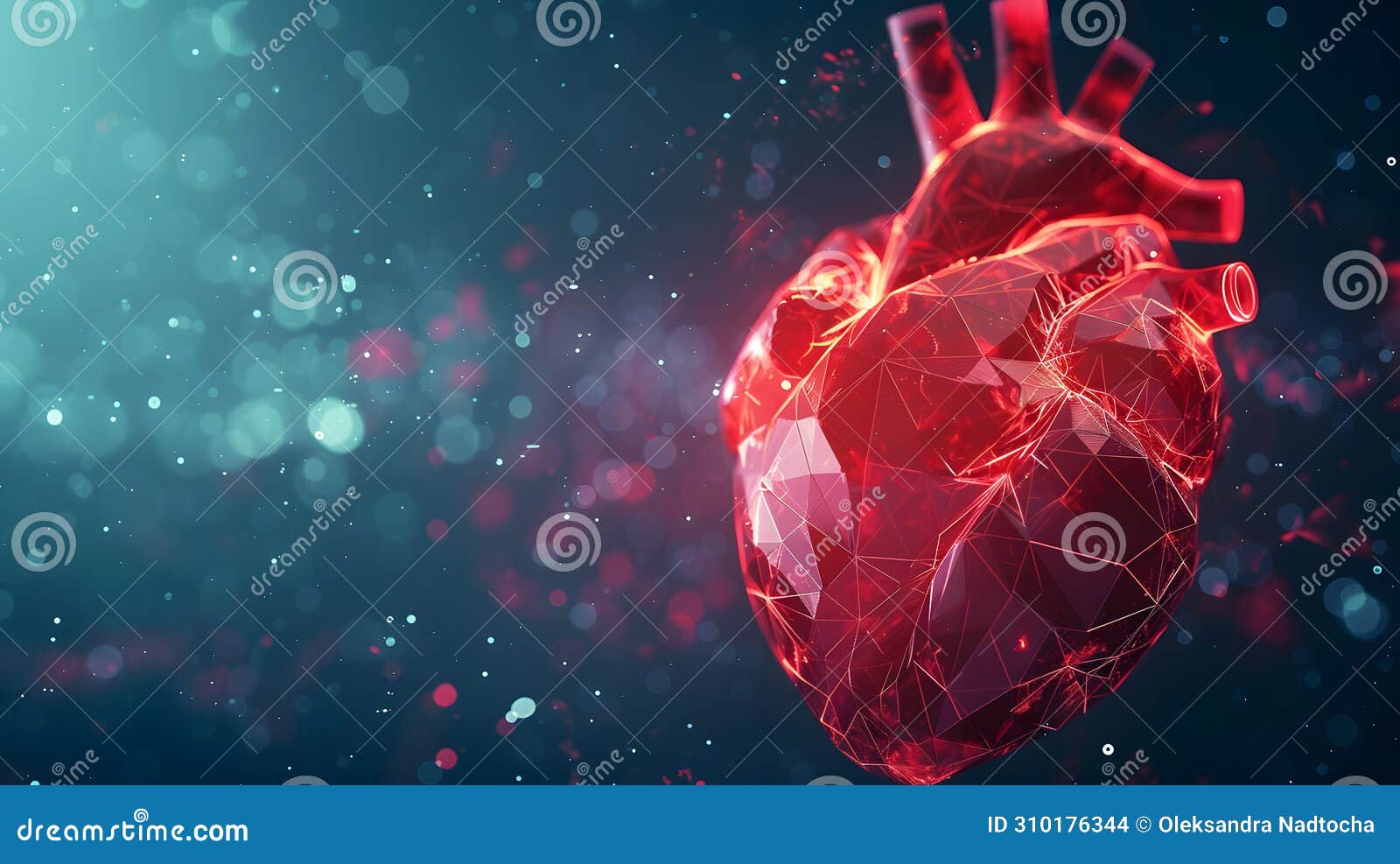 Computer Generated Image of a Human Heart on an Electric Blue ...