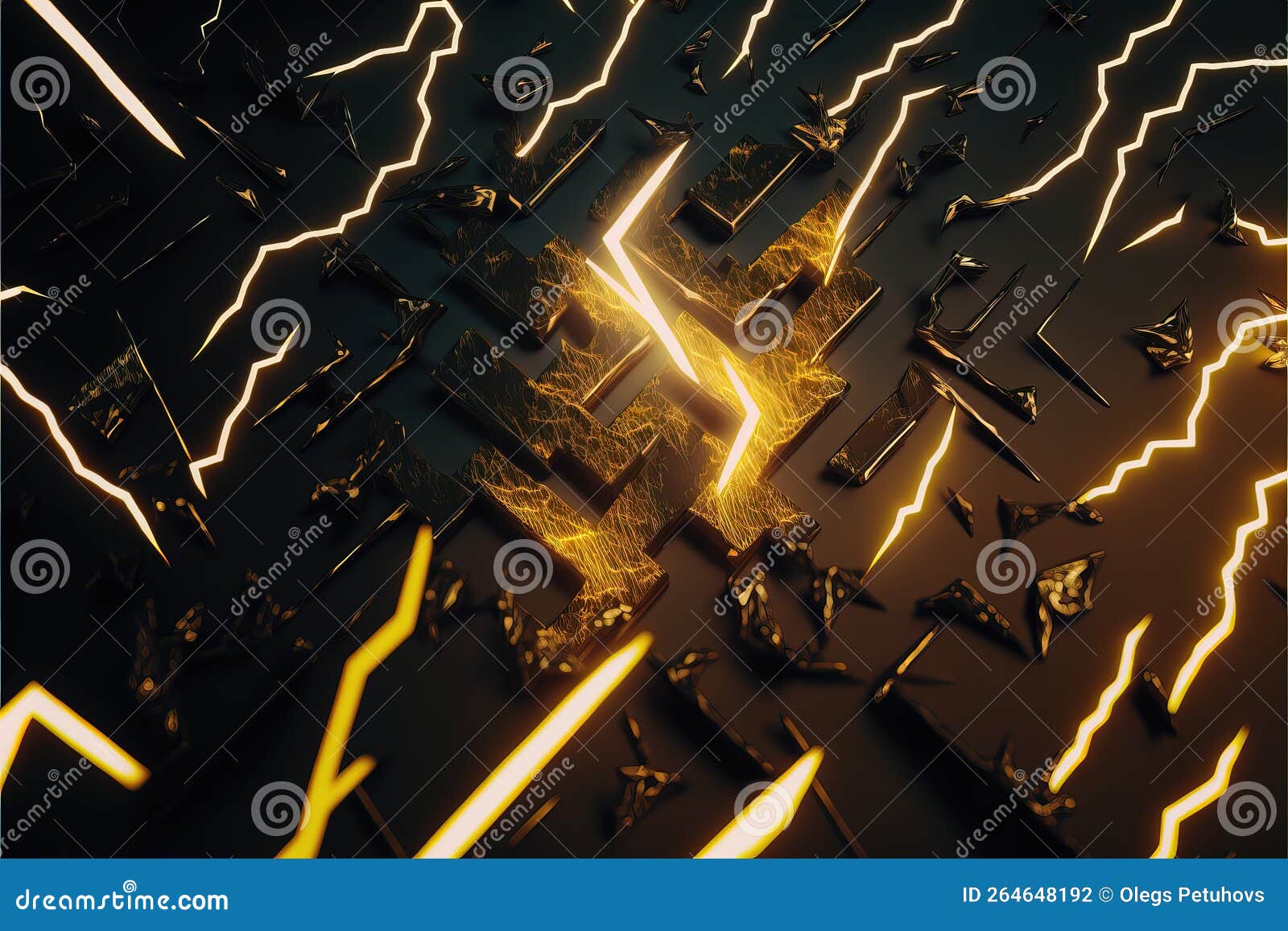 A Computer Generated Image of Lightning Strikes and Sparks in the Dark ...
