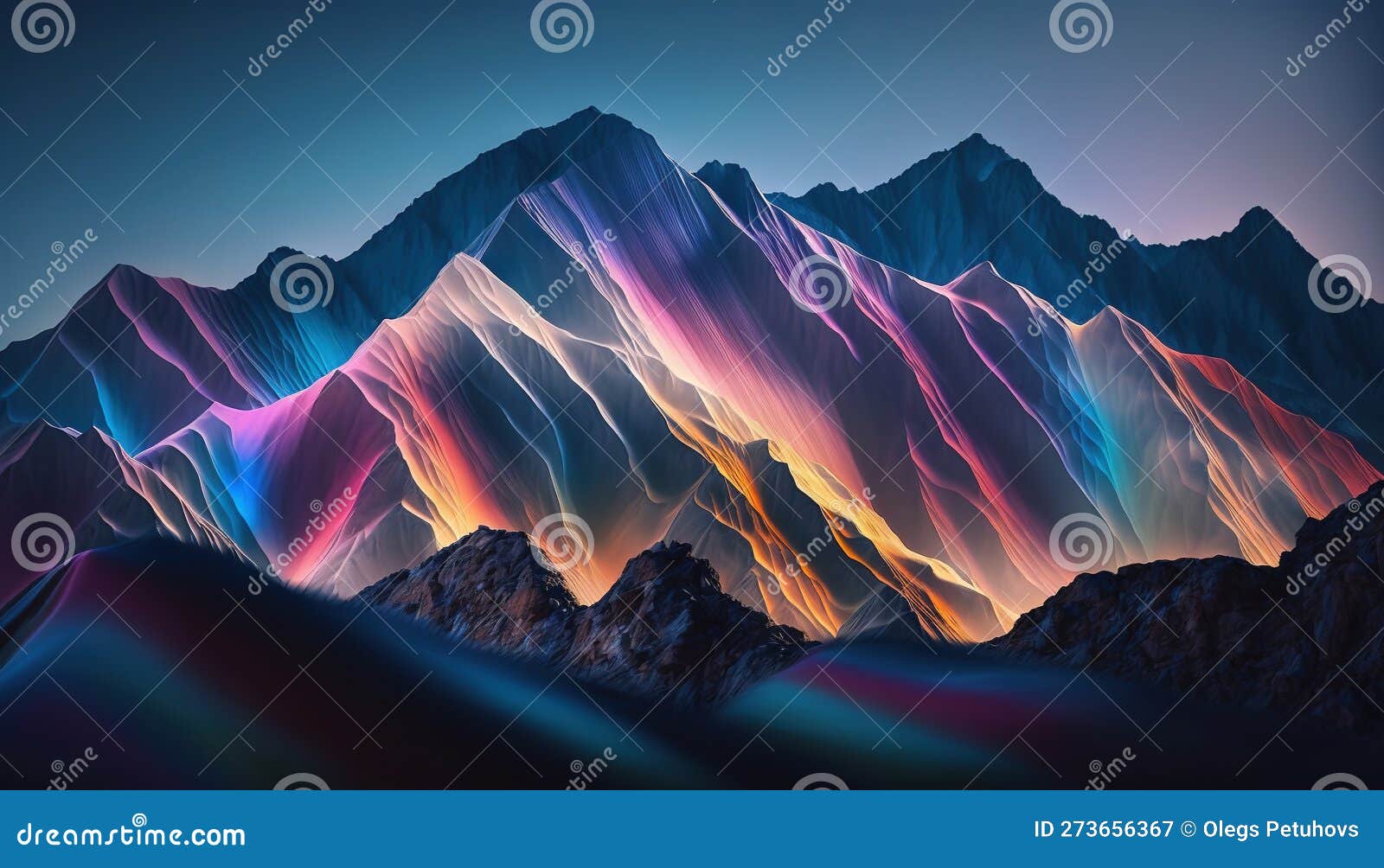A Computer Generated Image of a Mountain Range with Colorful Lines ...