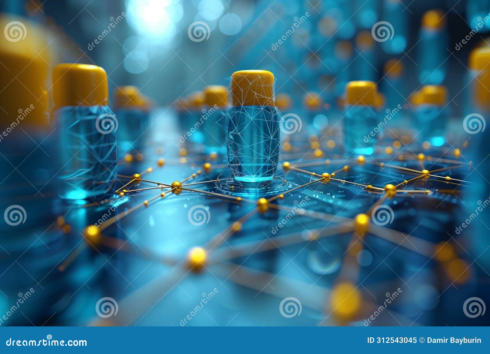 A Computer Generated Image of a Network of Bottles Connected To Each ...