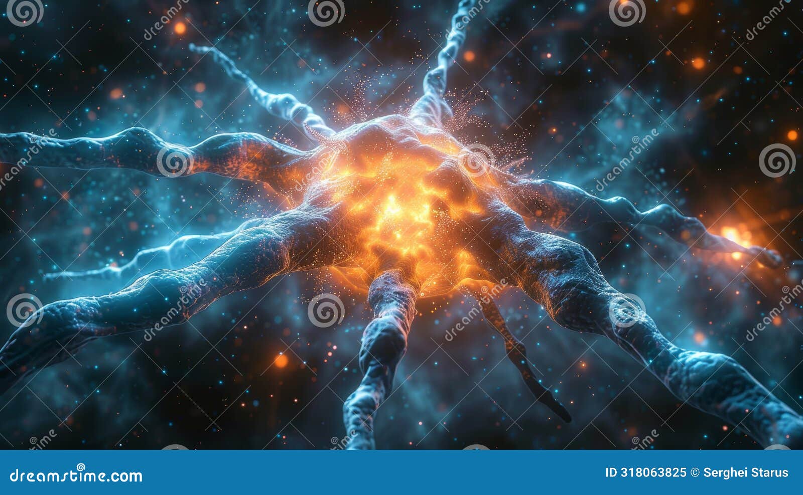 A Computer Generated Image of a Neuron in Space, AI Stock Illustration ...