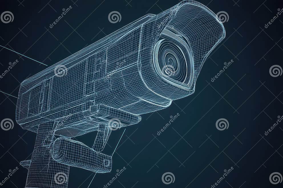 A Computer Generated Image of a Security Camera, a Blurry and Pixelated ...
