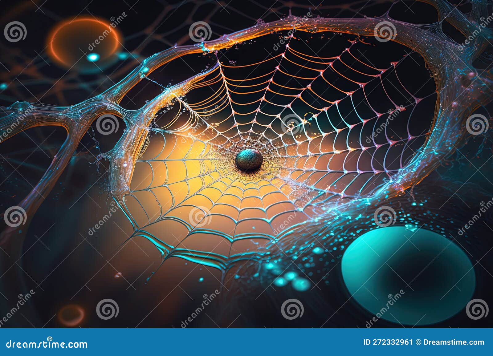 A Computer Generated Image of a Spider Web with a Black Ball in the ...