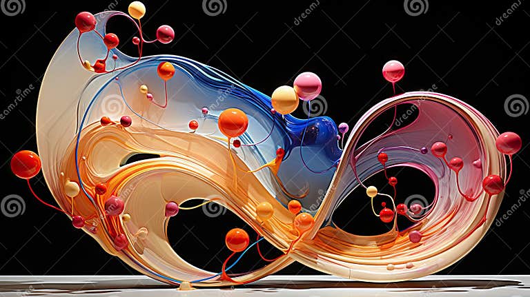 A Computer Generated Image of a Swirl of Colored Balls and a Blue ...