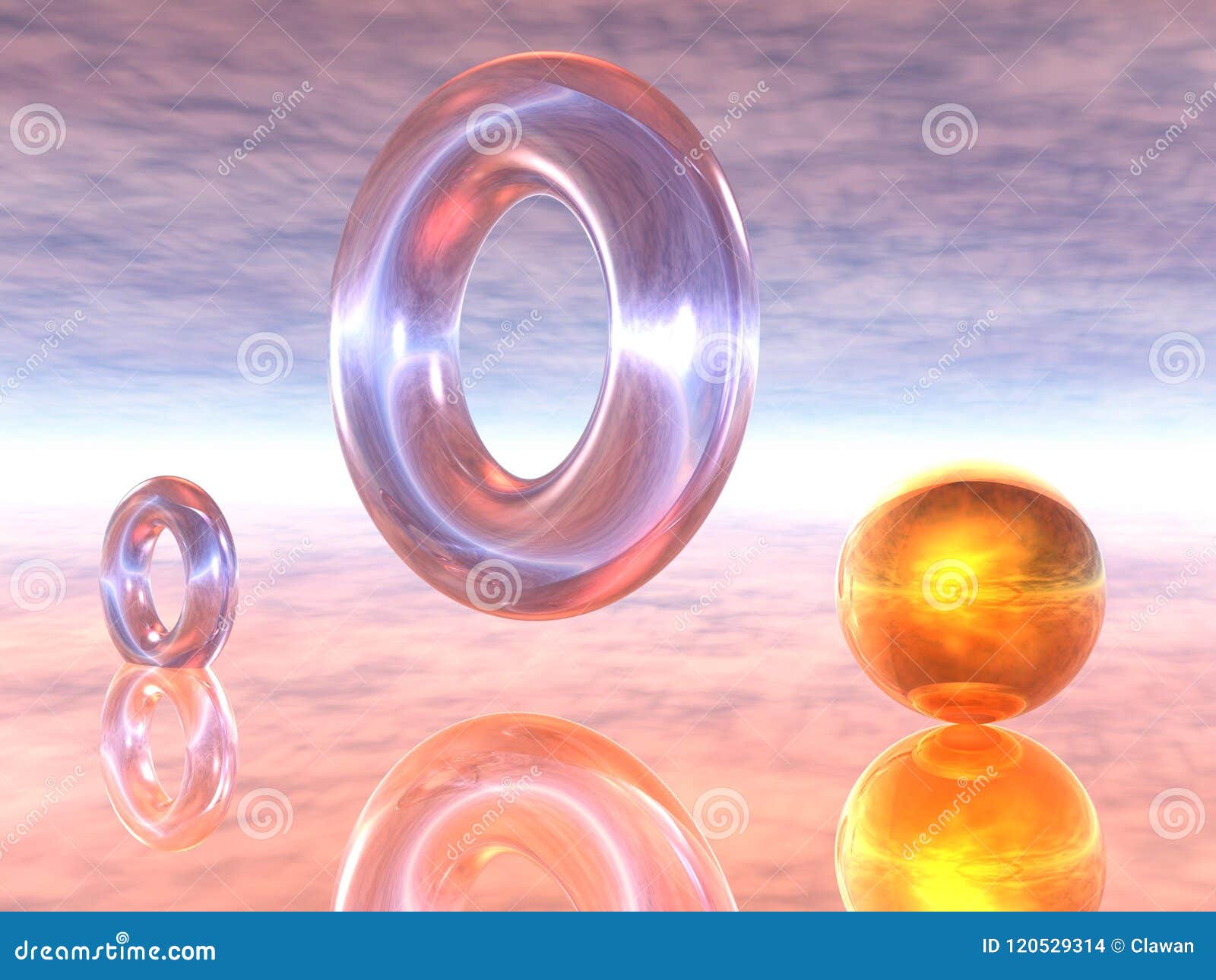Abstract Background - Rings and Sphere Stock Illustration ...