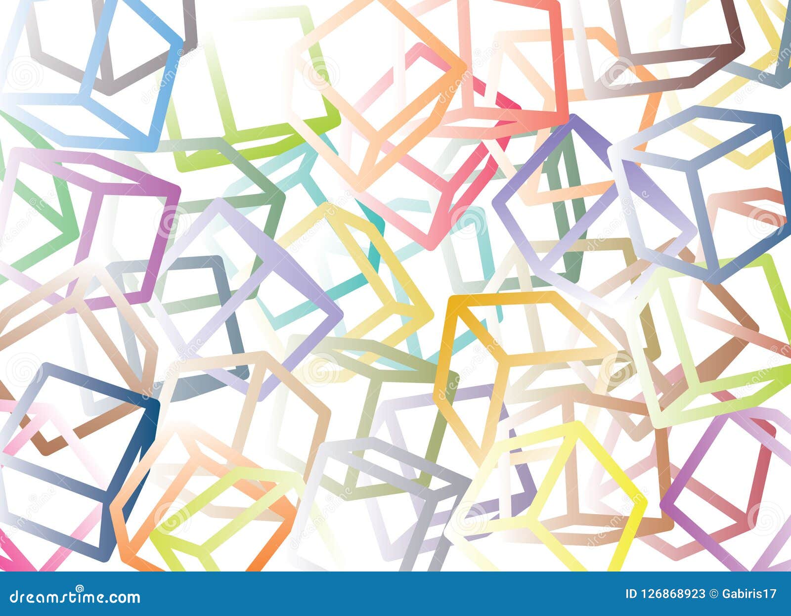 Computer Generated Loose, Outlined 3D Cubes Overlapping, Colorful ...