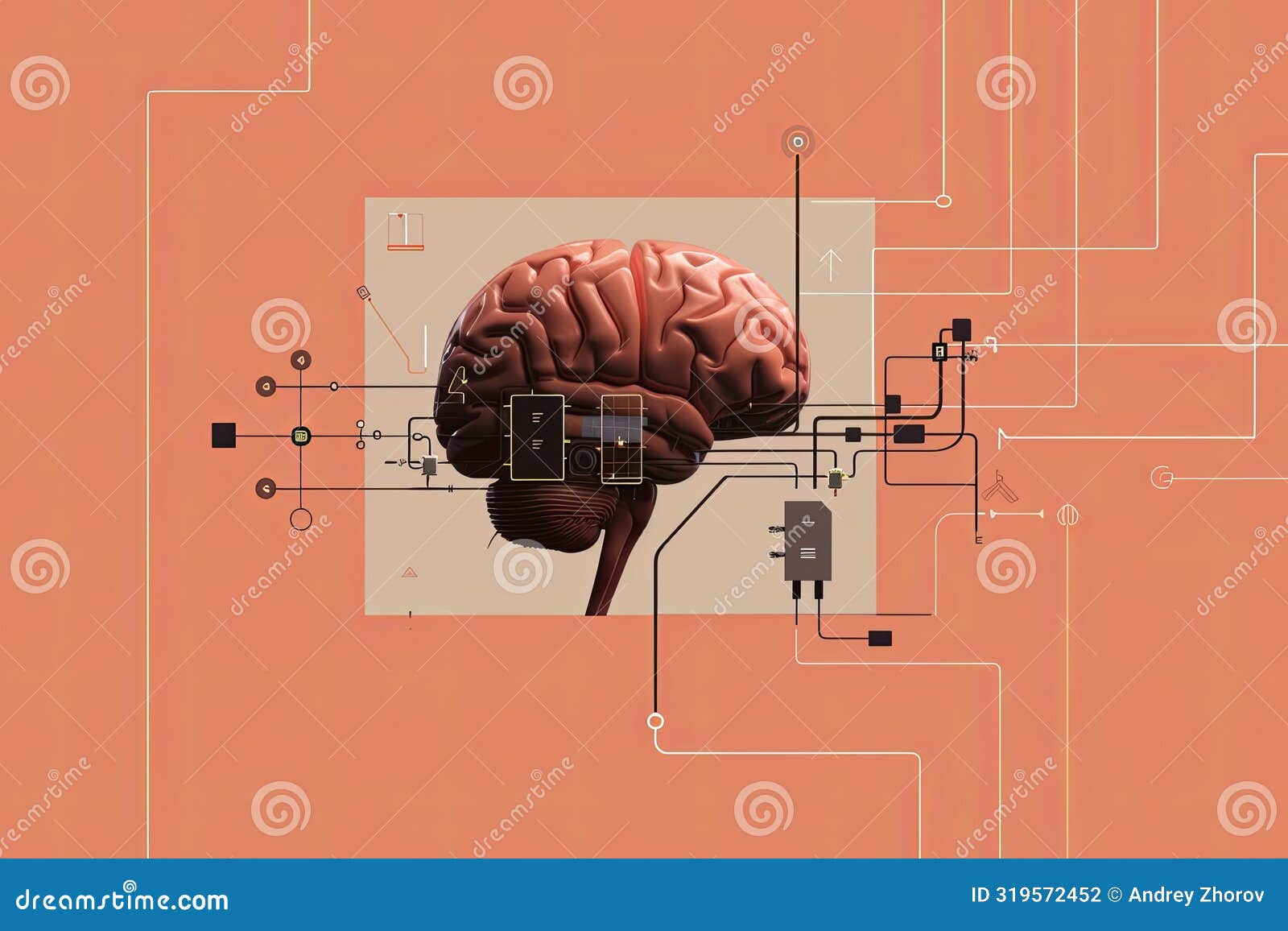 A Computer-generated Minimalist Representation of a Human Brain Showing ...
