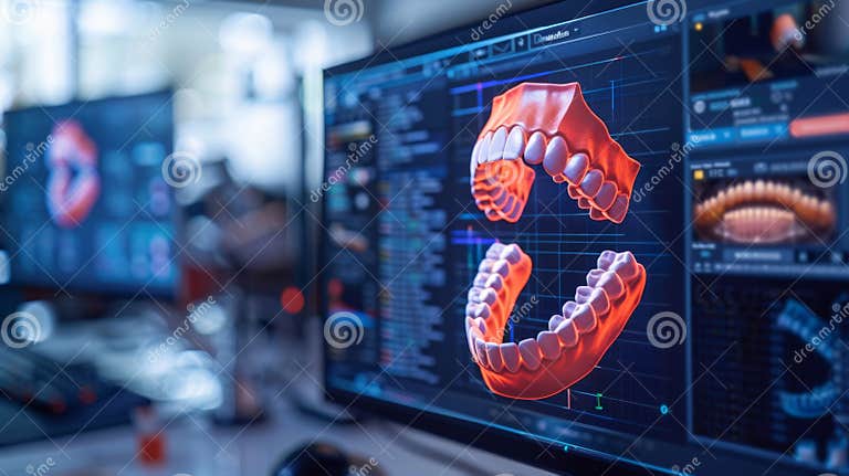 Computer Generated Models of Dental Structures Displayed on Screen in a ...