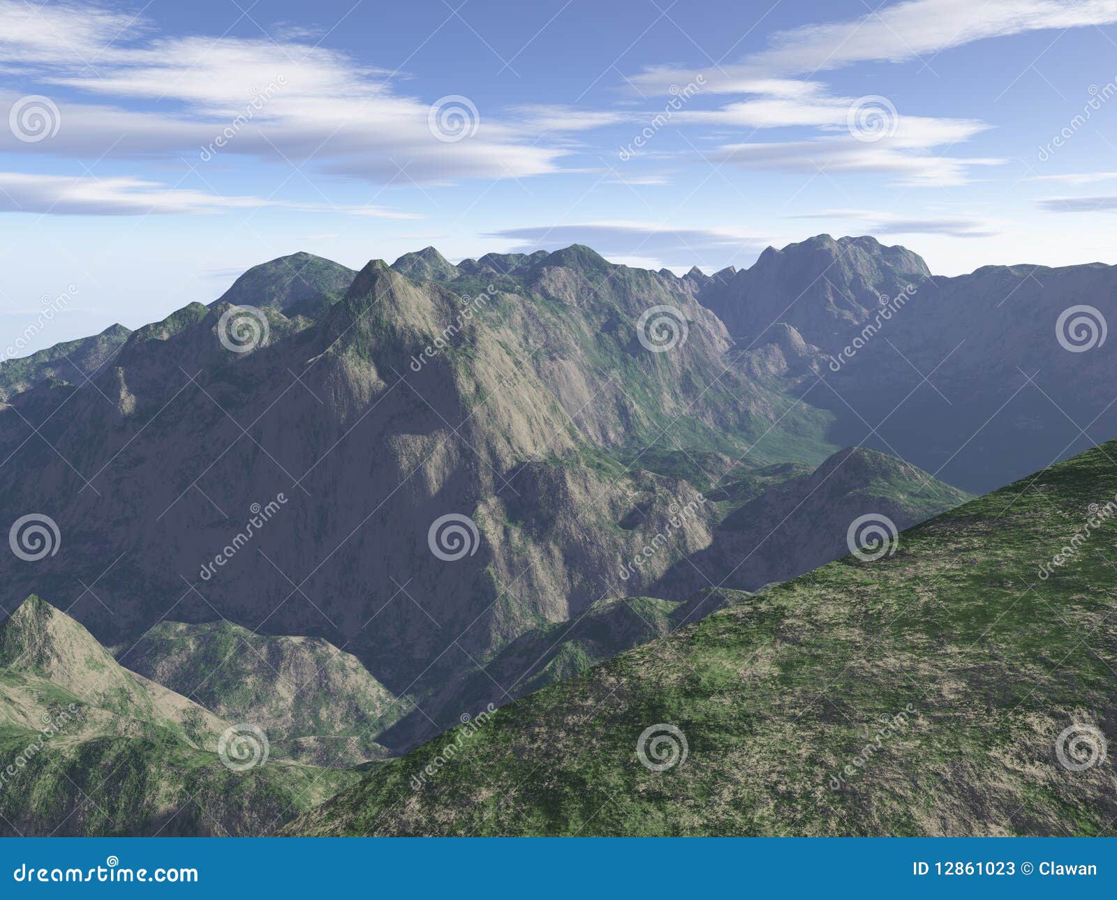 Computer Generated Mountain Landscape Stock Illustration - Illustration ...