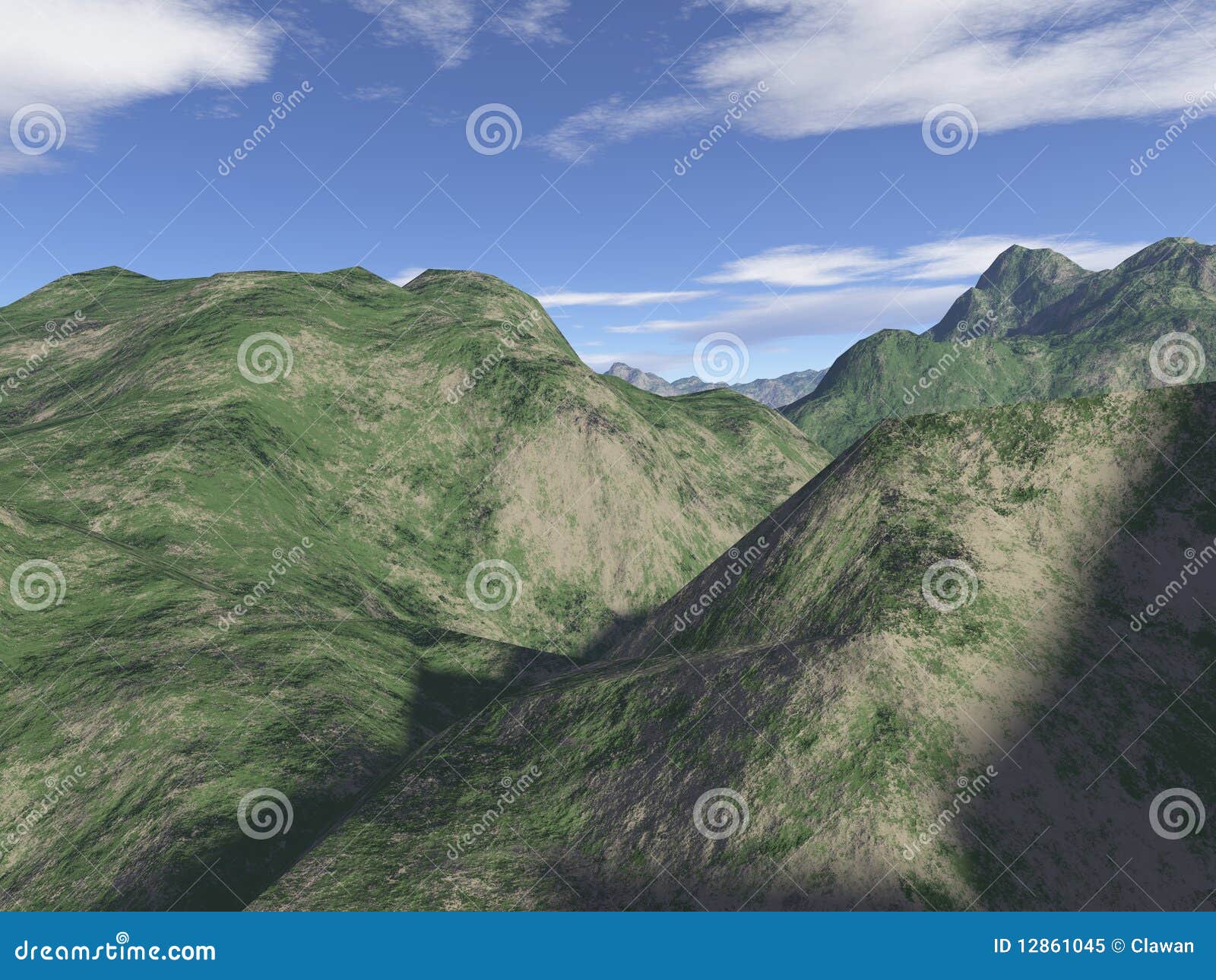 Computer Generated Mountain Landscape Stock Illustration - Illustration ...