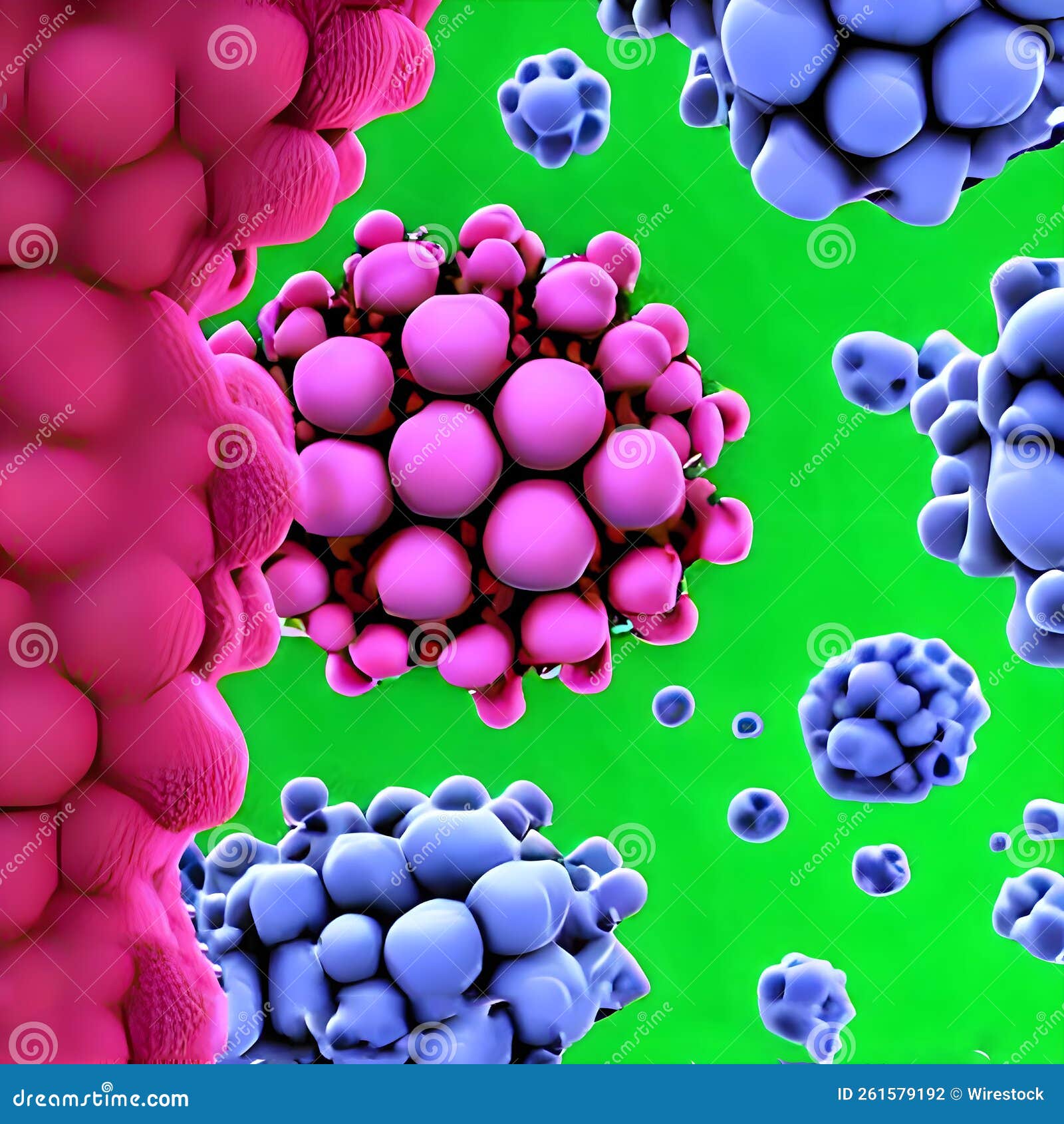 Computer Generated Multiple Virus Bacteria Floating in a Cellular ...