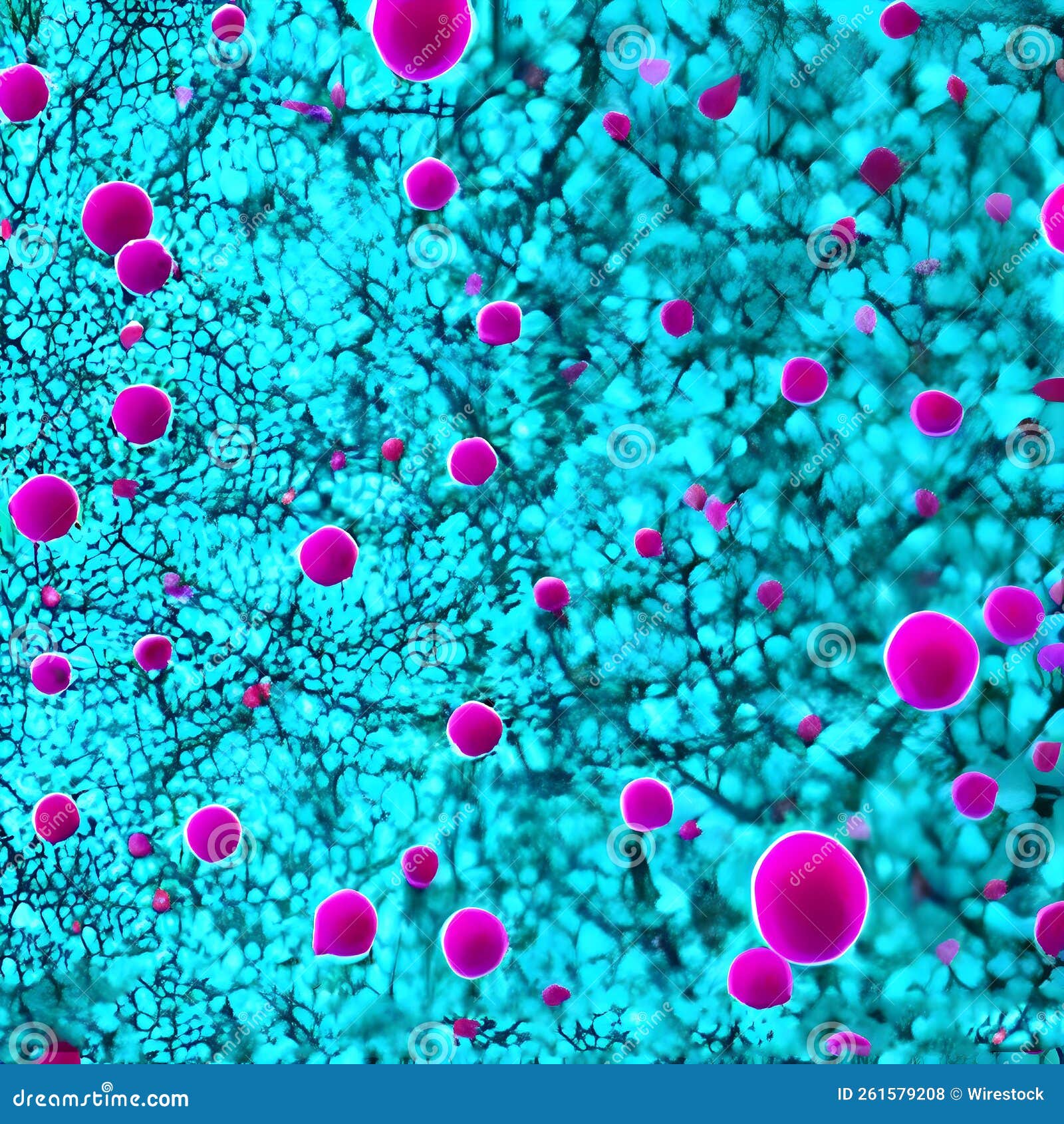Computer Generated Multiple Virus Bacteria Floating in a Cellular ...