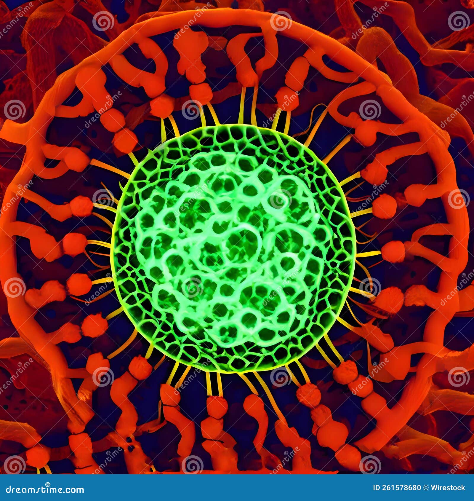 Computer Generated Multiple Virus Bacteria Floating in a Cellular ...