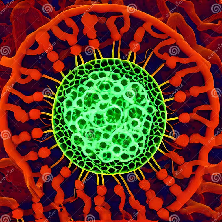 Computer Generated Multiple Virus Bacteria Floating in a Cellular ...