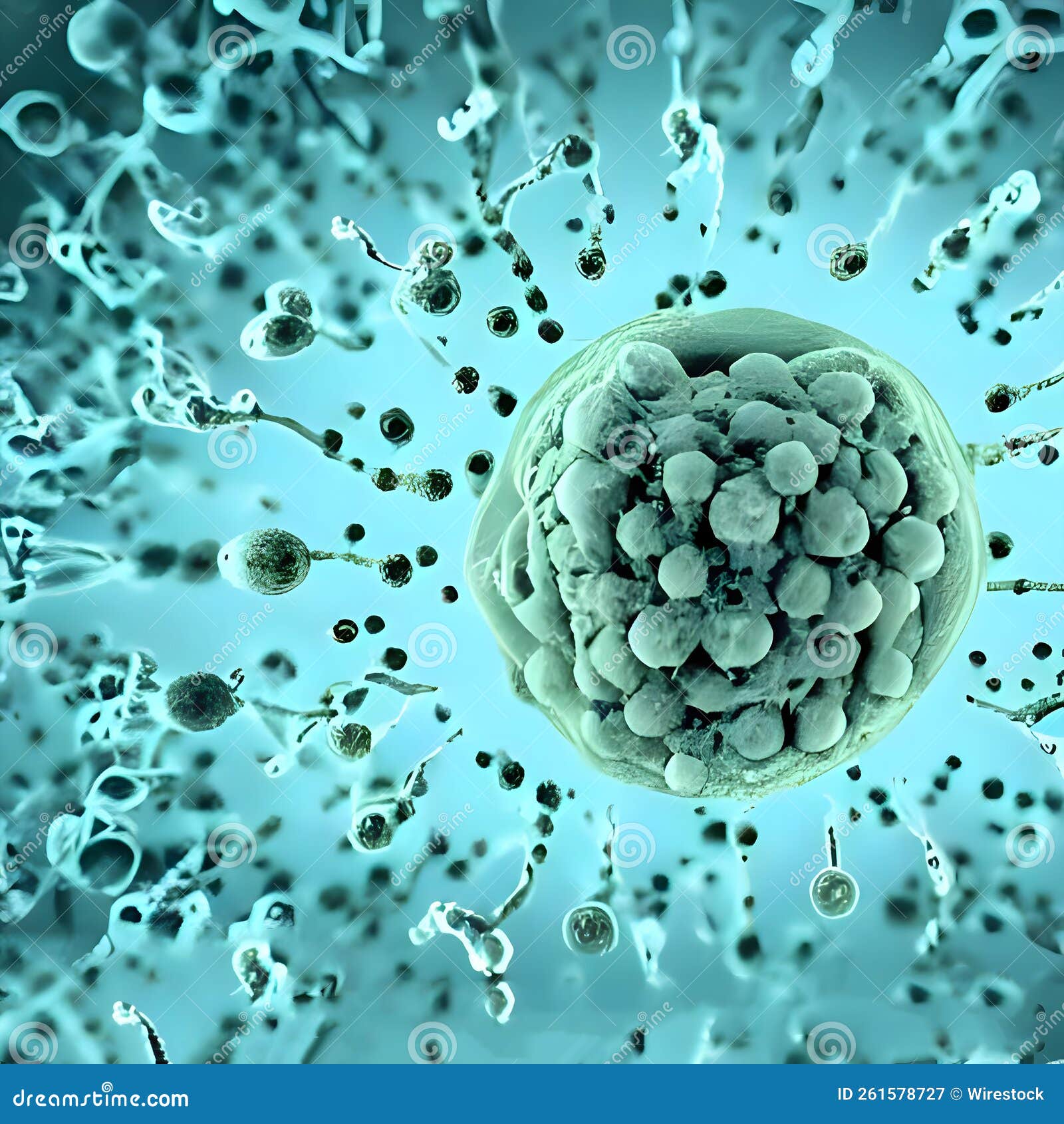 Computer Generated Multiple Virus Bacteria Floating in a Cellular ...