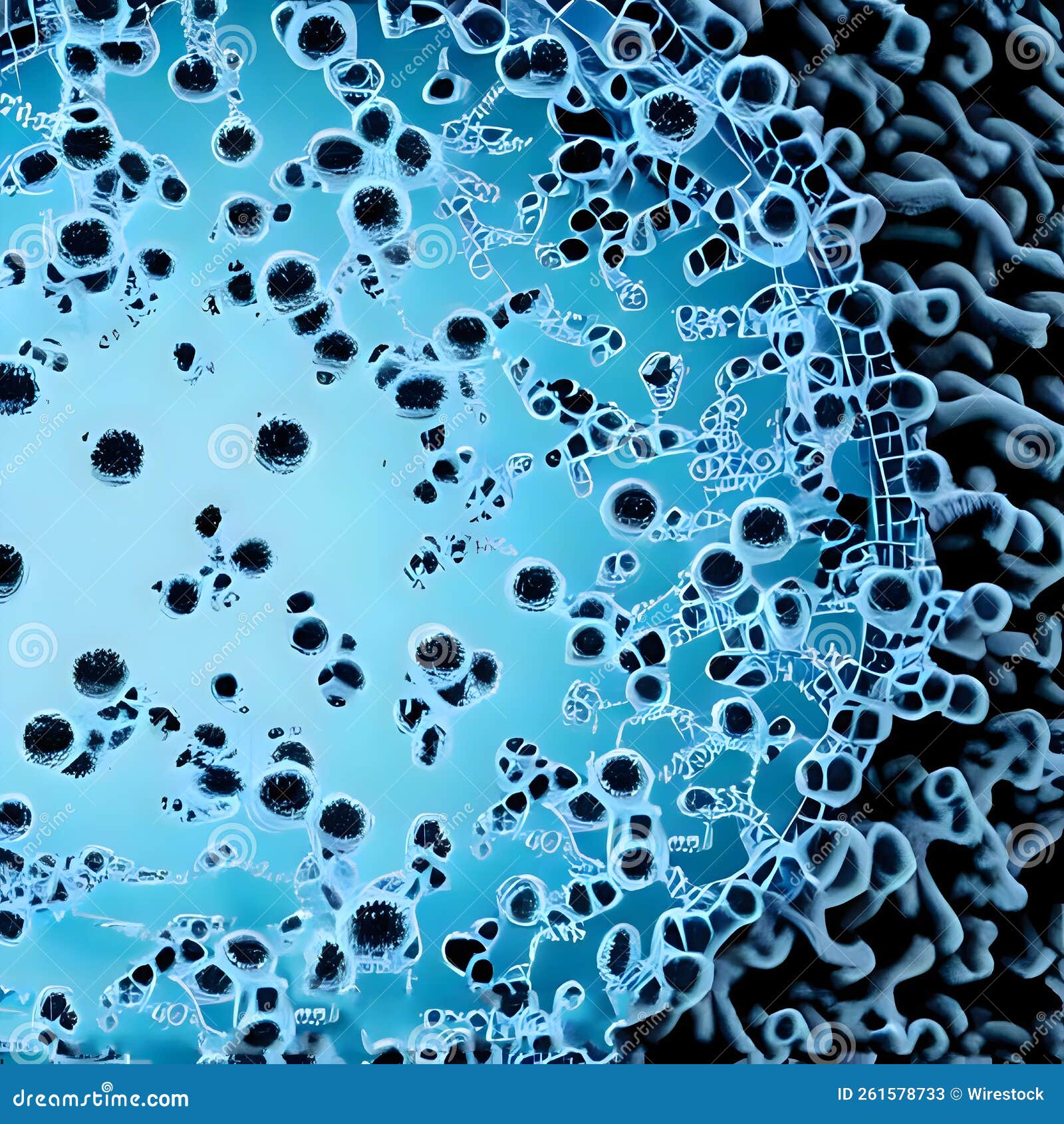 Computer Generated Multiple Virus Bacteria Floating in a Cellular ...