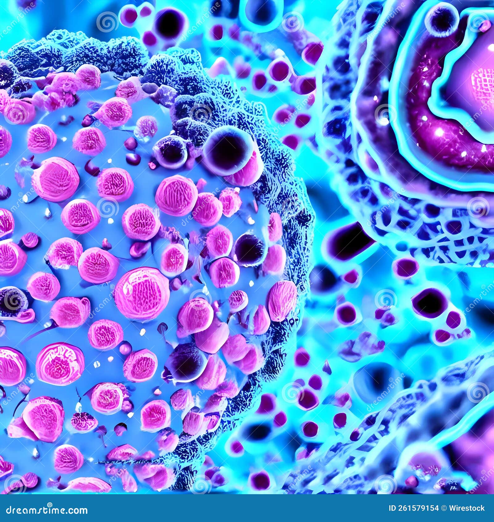 Computer Generated Multiple Virus Bacteria Floating in a Cellular ...