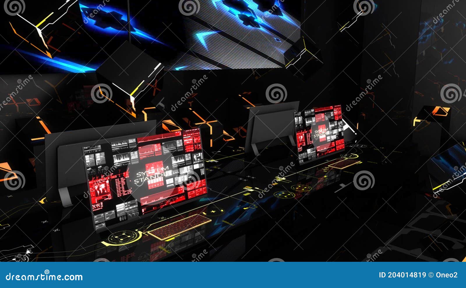 Network Control Room, Sci-fi Concept. Stock Video - Video of high, tech ...