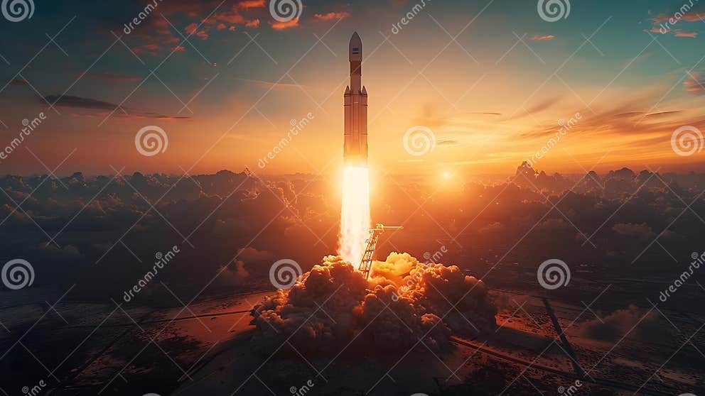 Computer-generated Rocket Launch Symbolizing High Ambition. Concept ...