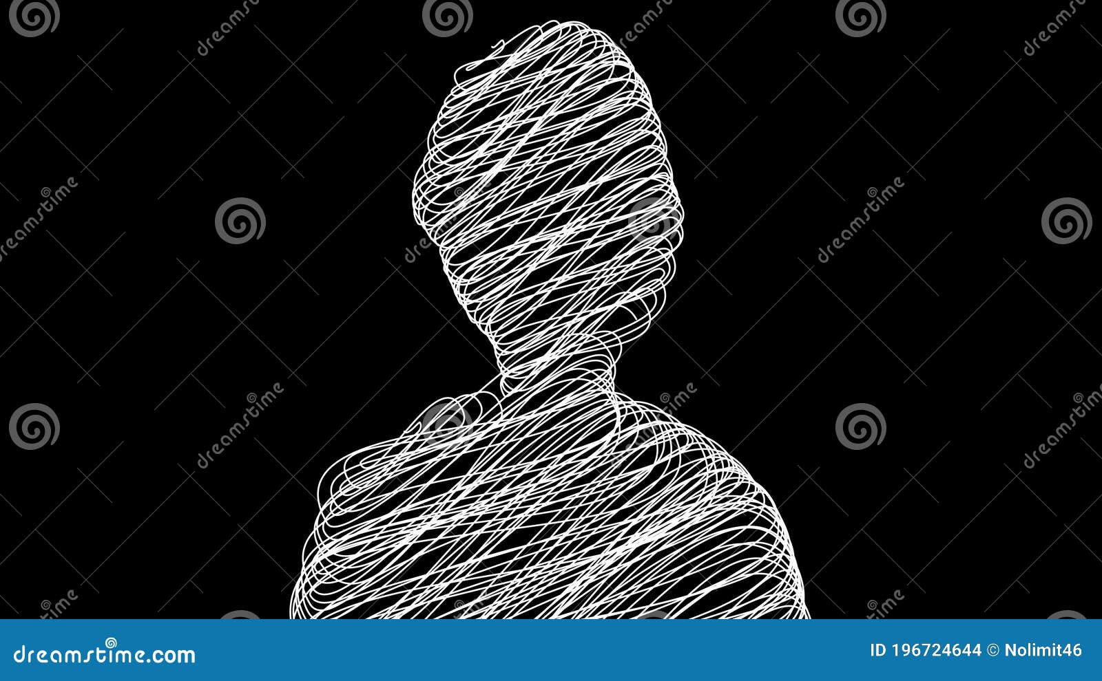 Computer Generated Simple Silhouette of Man with Scribble Fill. 3d ...