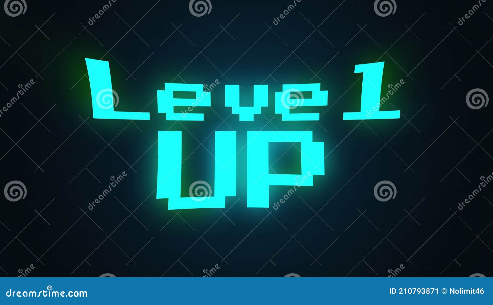 Computer Generated a Text Message Screen: Level 1 Up. 3d Rendering 8 ...