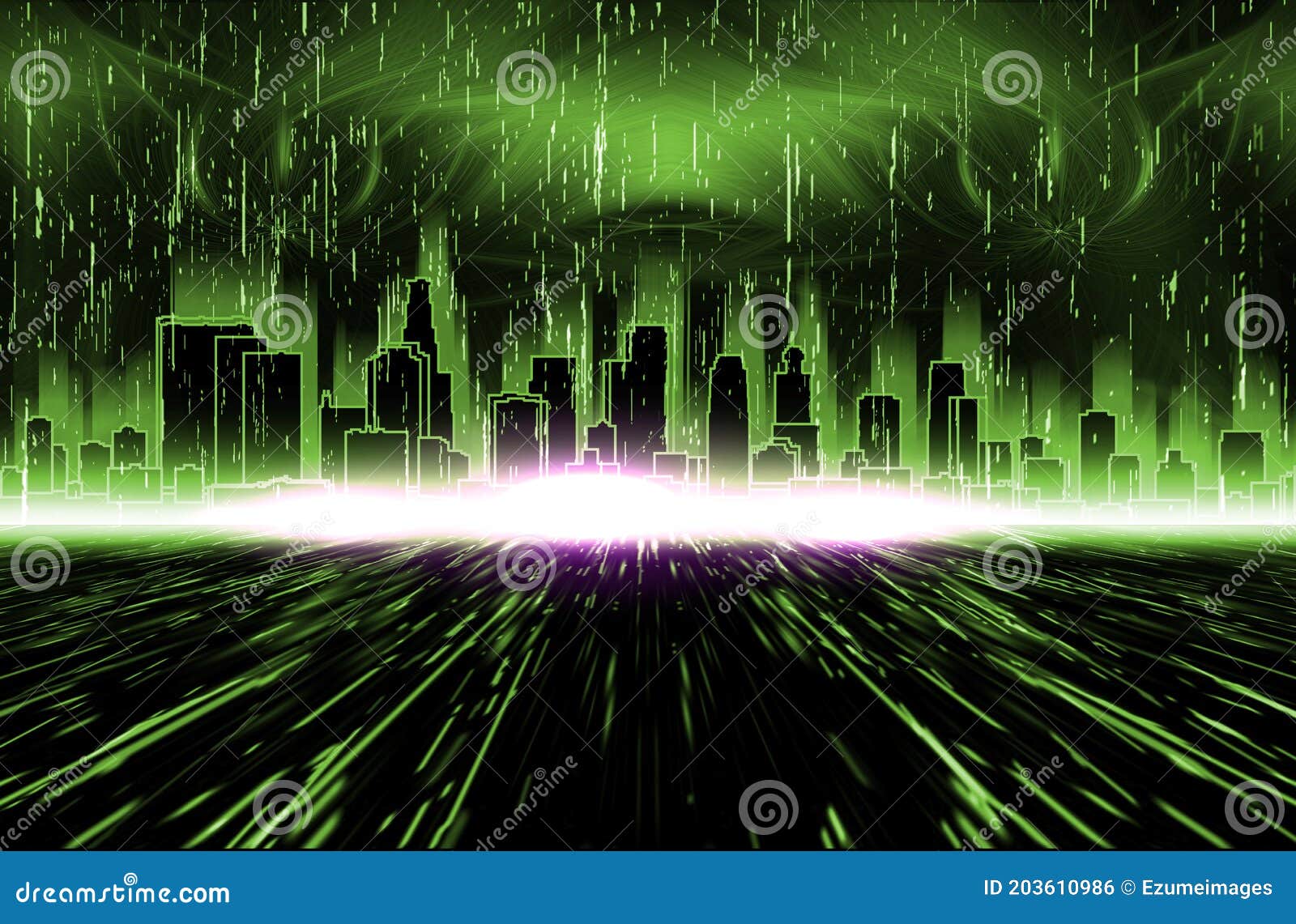 Matrix City Simulation 3D Illustration Stock Illustration ...
