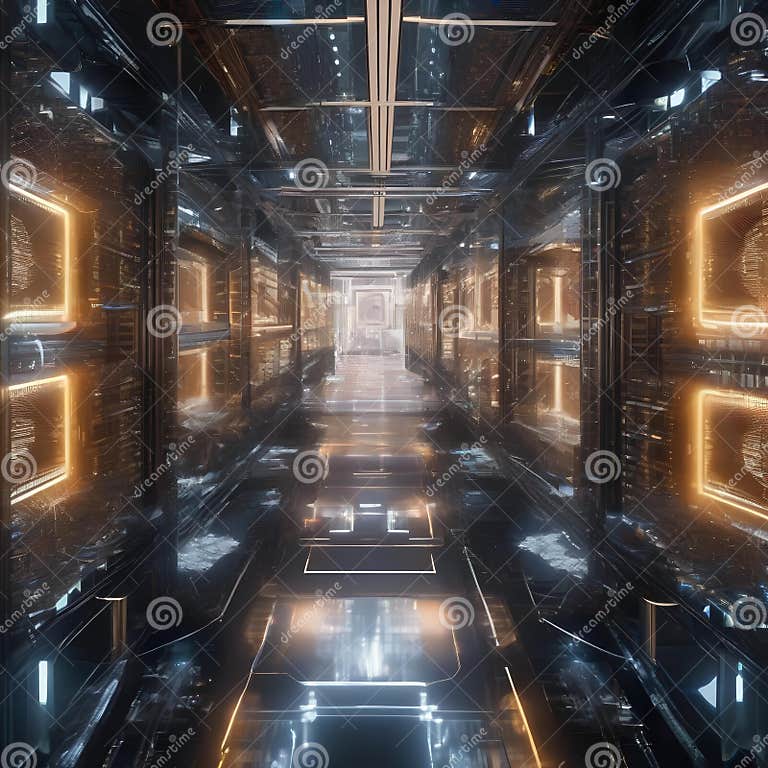 A Computer-generated Visualization of a Quantum Computer Processing Complex Calculations2 Stock ...