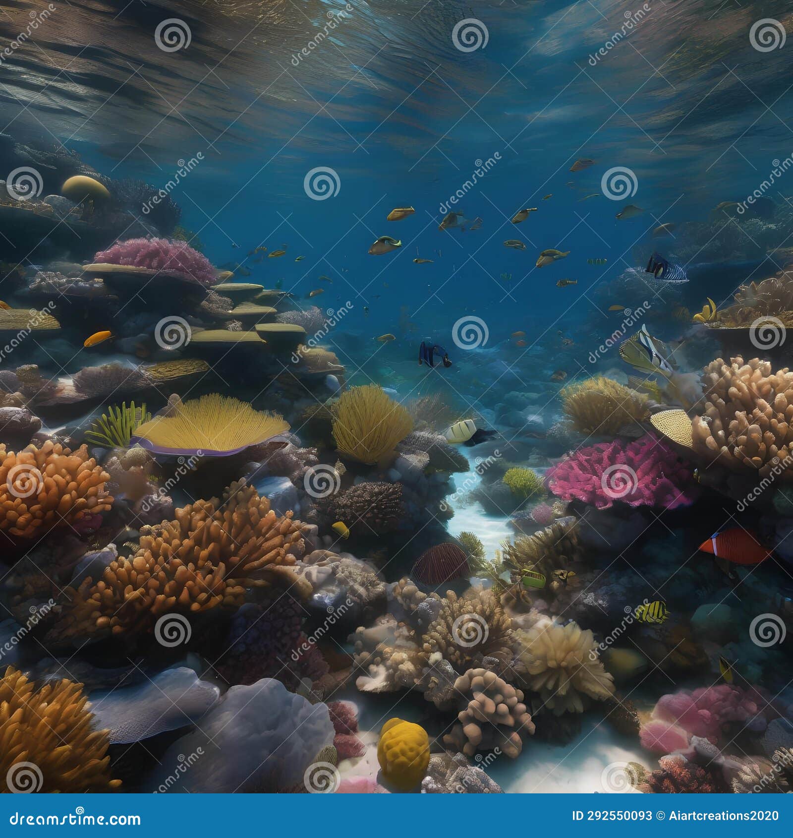 A Computer-generated Visualization of a Thriving Coral Reef Ecosystem ...