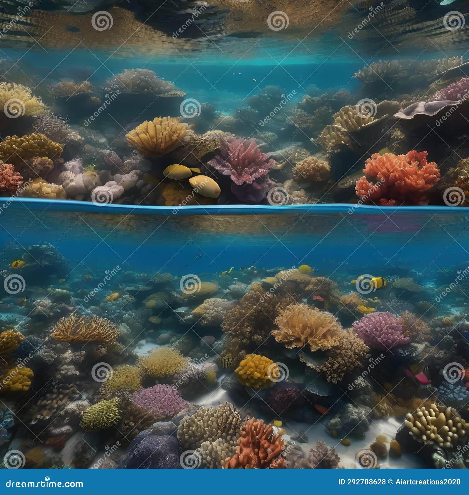 A Computer-generated Visualization of a Thriving Coral Reef Teeming ...