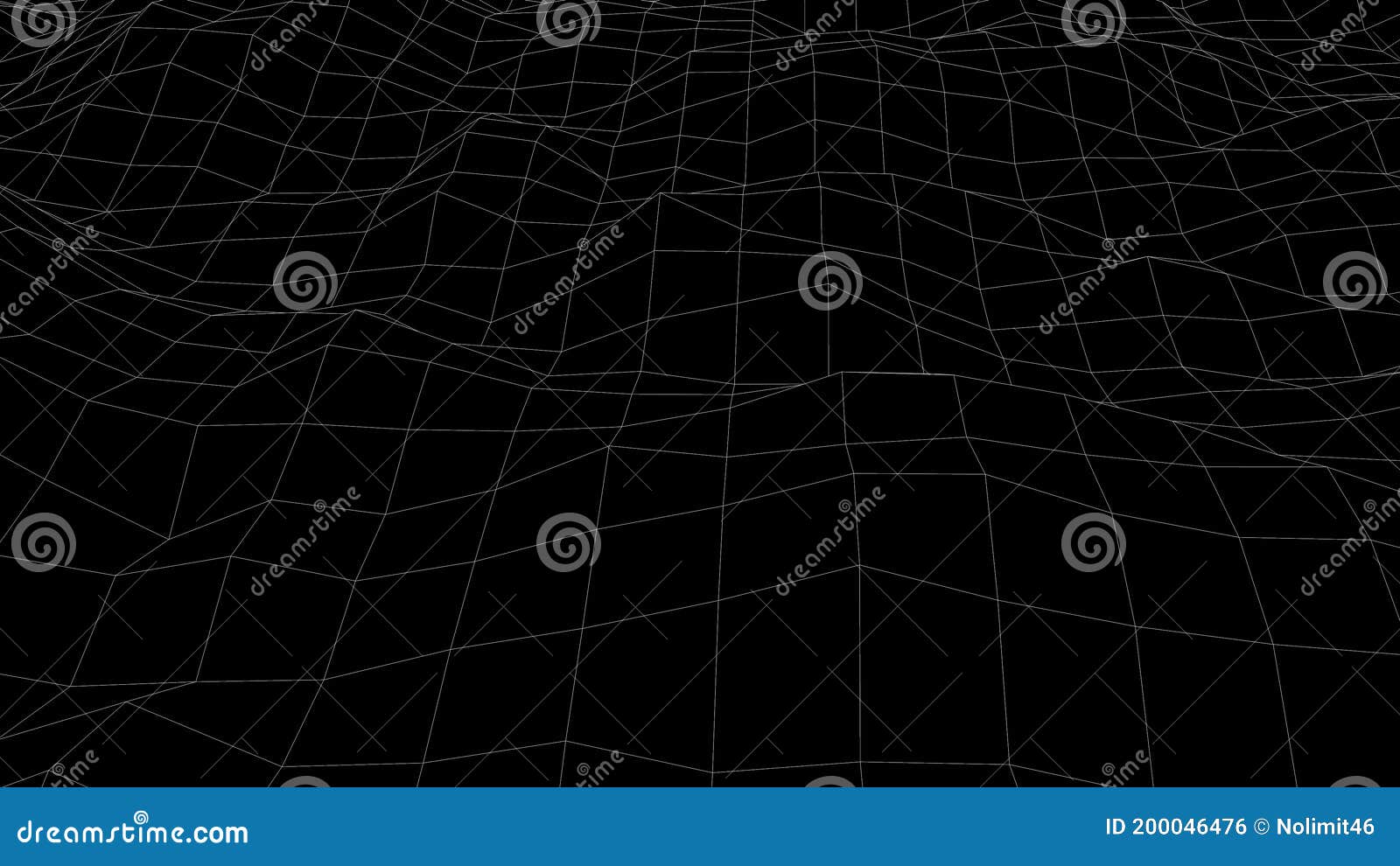 Computer Generated a Wireframe Wave. 3D Rendering of a Luminous Fine ...