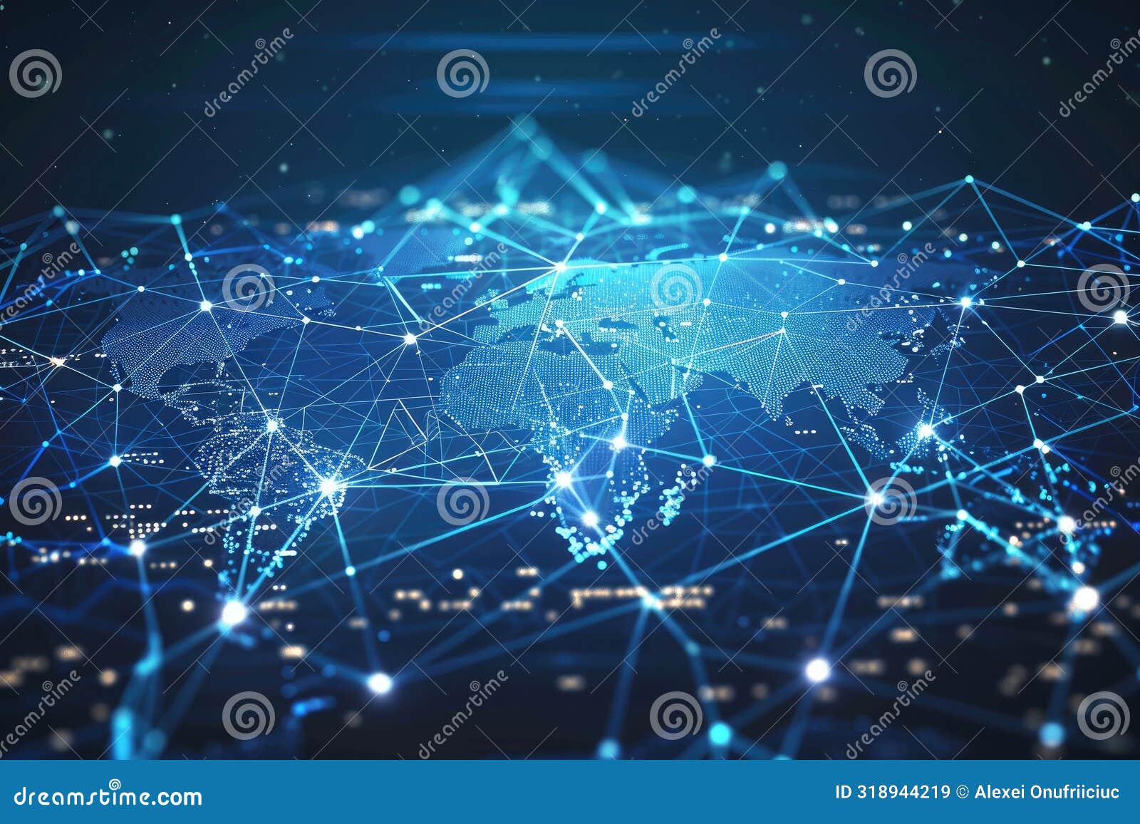Computer Generated World Map on Dark Blue Background Stock Image ...