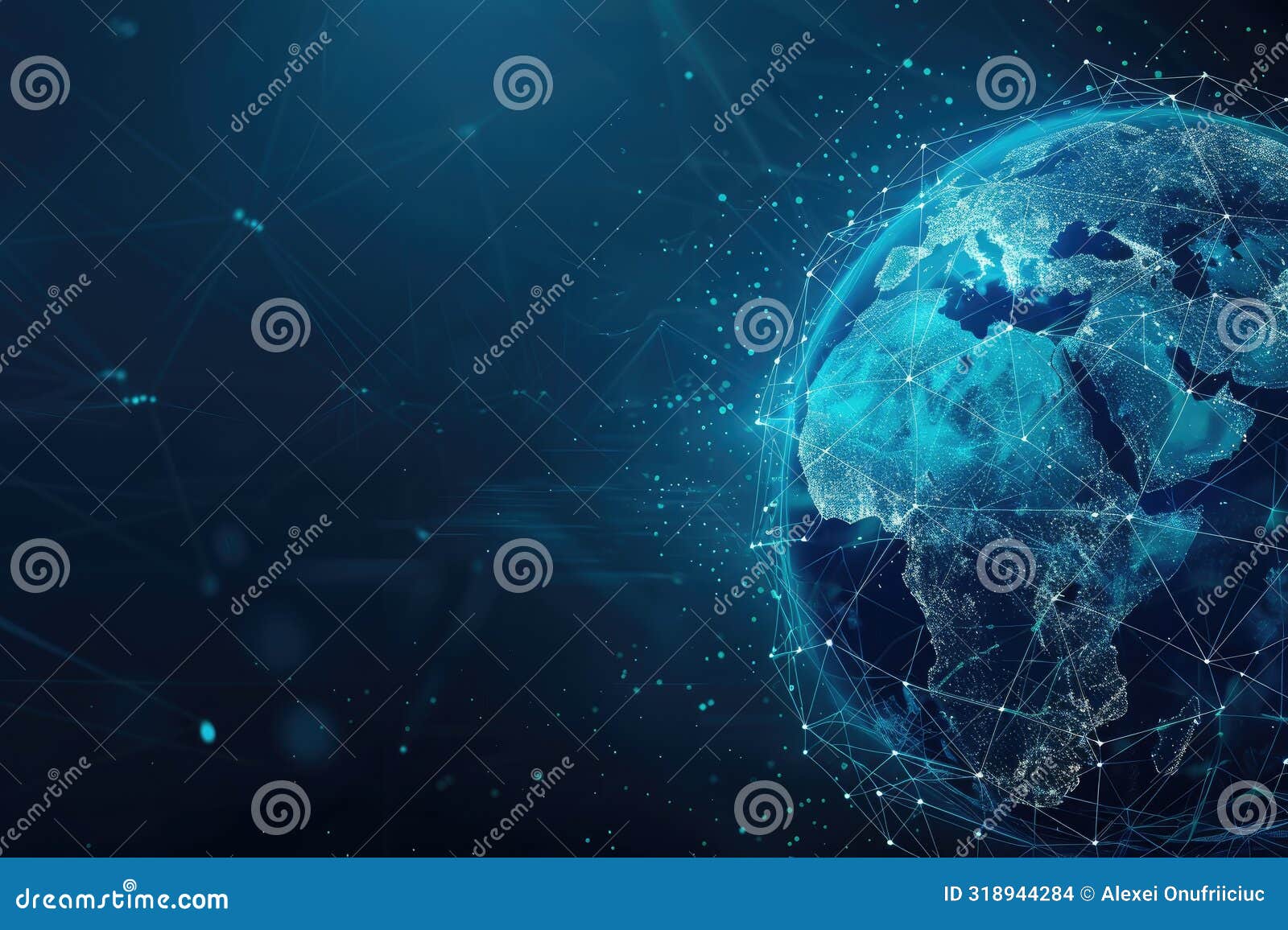 Computer Generated World Map on Dark Blue Background Stock Photo ...