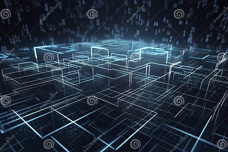 Computer Geometric Digital Connection Structure. Business Inteligence ...