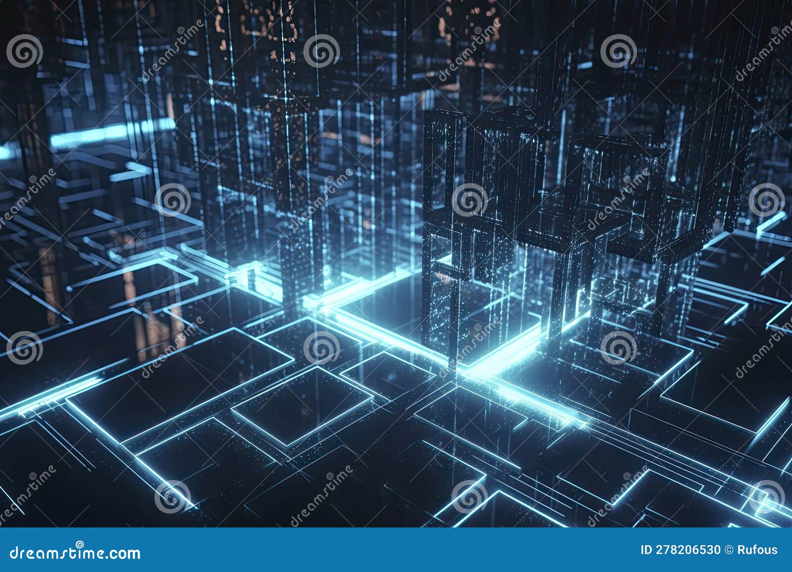 Computer Geometric Digital Connection Structure. Business Inteligence ...