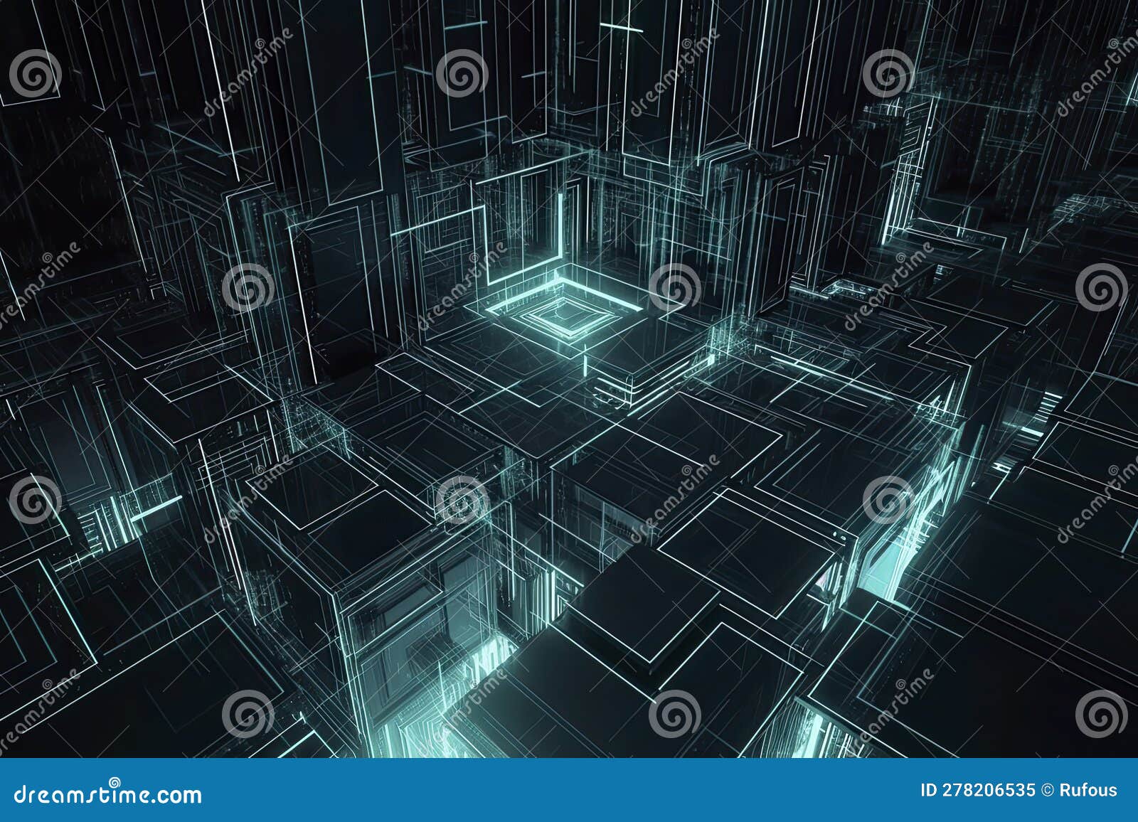 Computer Geometric Digital Connection Structure. Business Inteligence ...