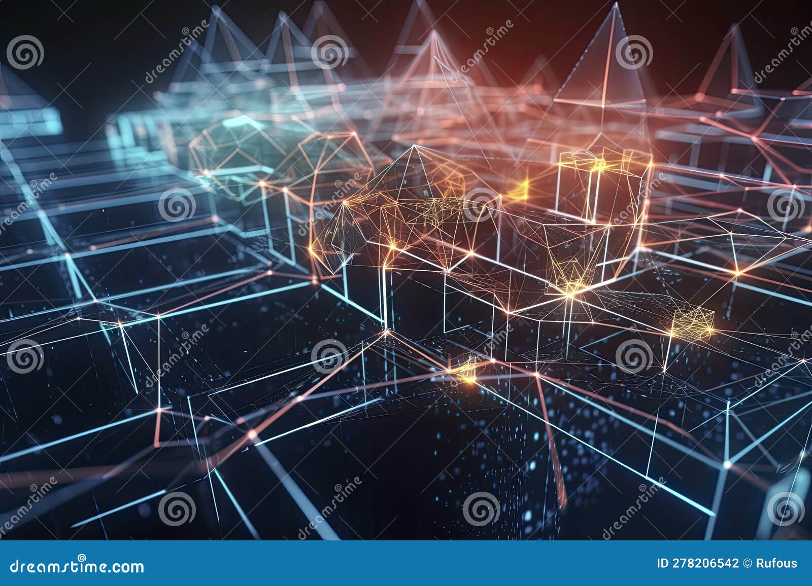 Computer Geometric Digital Connection Structure. Business Inteligence ...