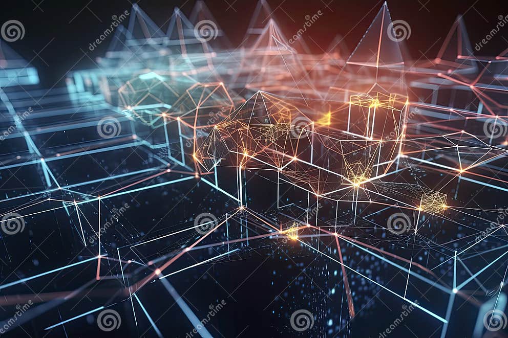 Computer Geometric Digital Connection Structure. Business Inteligence ...