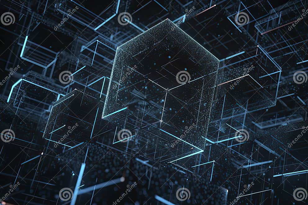 Computer Geometric Digital Connection Structure. Business Inteligence ...